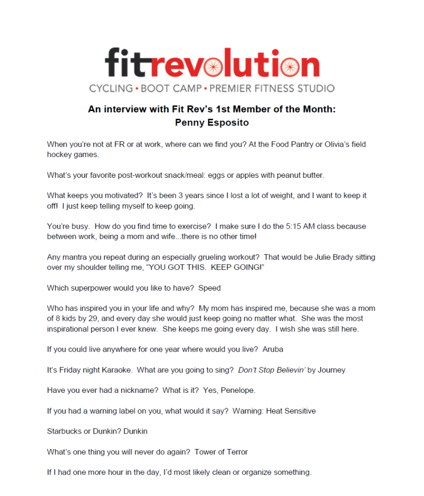 Fit Rev’s Member of the Month Program – Fit Revolution